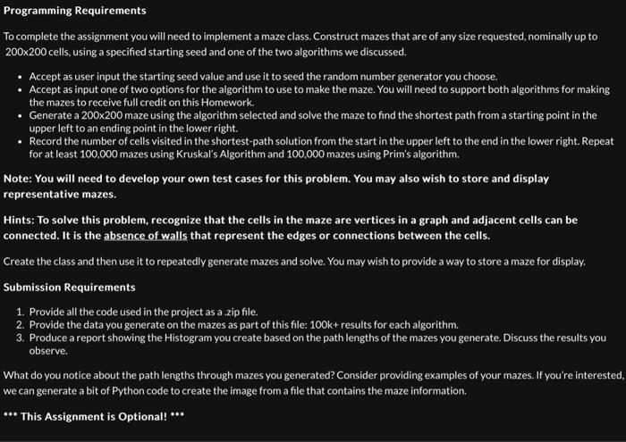Solved Mazes and Maze Generation From our discussions we | Chegg.com