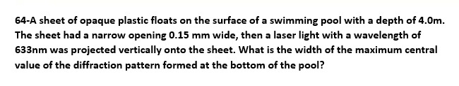 Solved 64-A sheet of opaque plastic floats on the surface of | Chegg.com