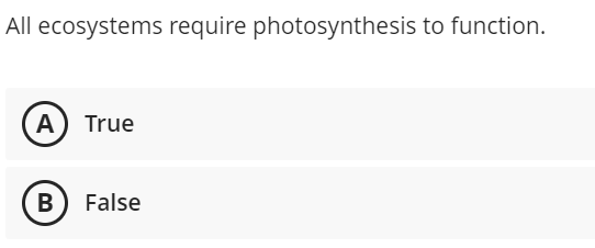 Solved All ecosystems require photosynthesis to function.(A) | Chegg.com