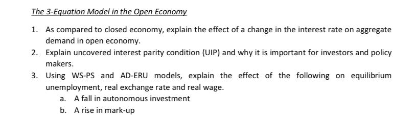 Solved The 3-Equation Model in the Open EconomyUsing WS-PS | Chegg.com