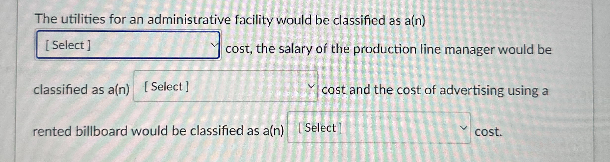 Solved The utilities for an administrative facility would be | Chegg.com