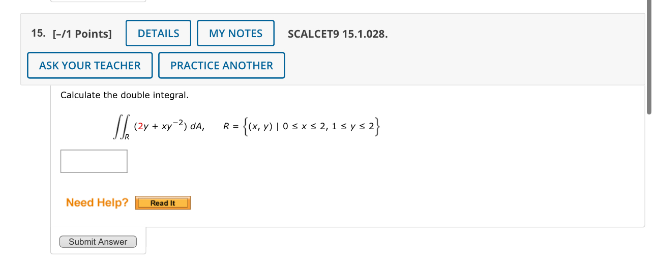 Solved [-/1 ﻿Points] q,q, ﻿SCALCET9 15.1.028.PRACTICE | Chegg.com
