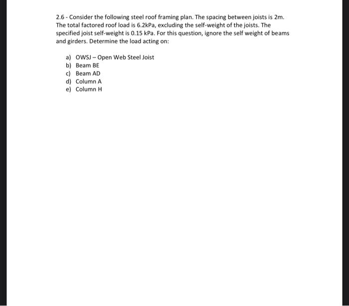 Solved 2.6 - Consider the following steel roof framing plan. | Chegg.com