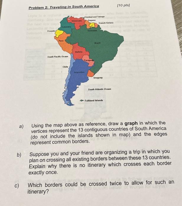 Solved Problem 2: Traveling in South America [10 pts] a) | Chegg.com
