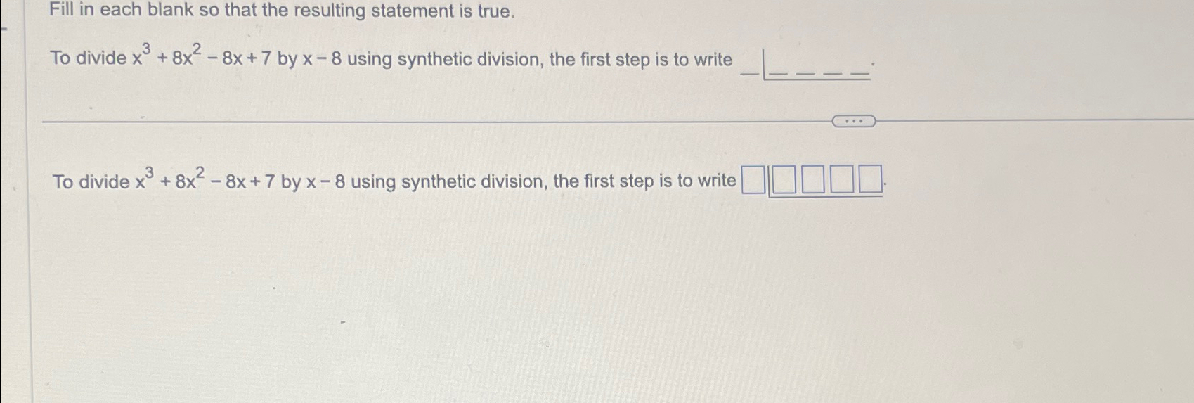 Solved Fill in each blank so that the resulting statement is | Chegg.com