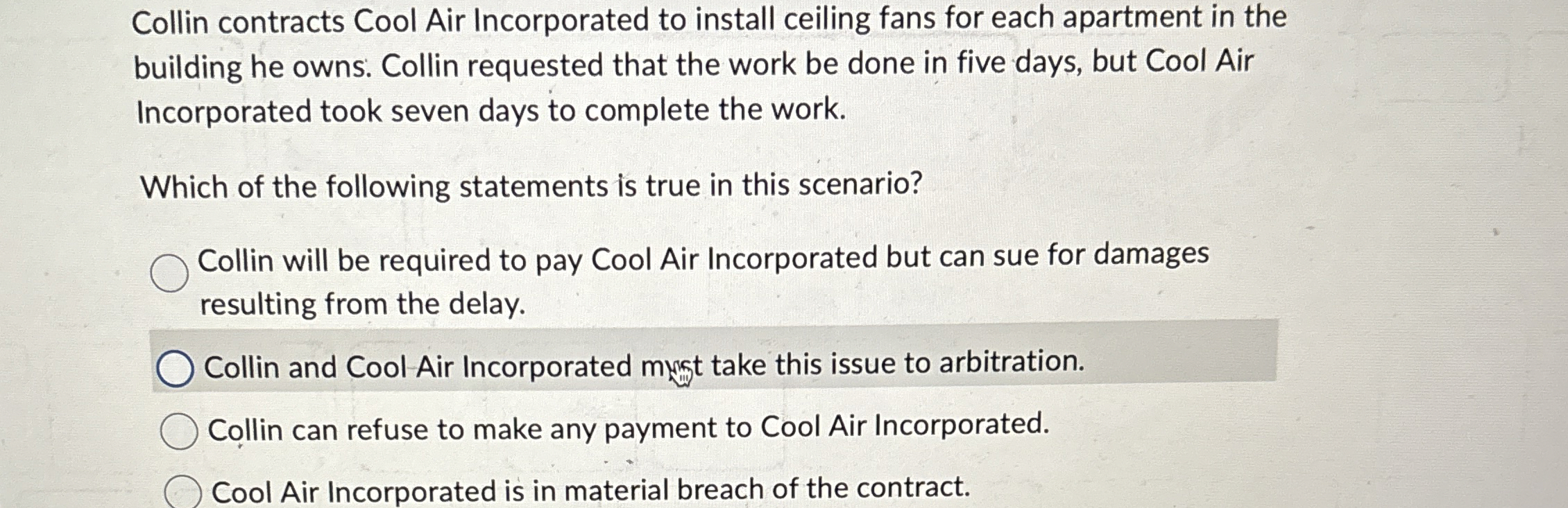 Solved Collin contracts Cool Air Incorporated to install | Chegg.com