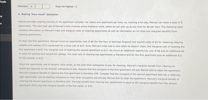 6. Making "how much" decisions Manuel provides | Chegg.com