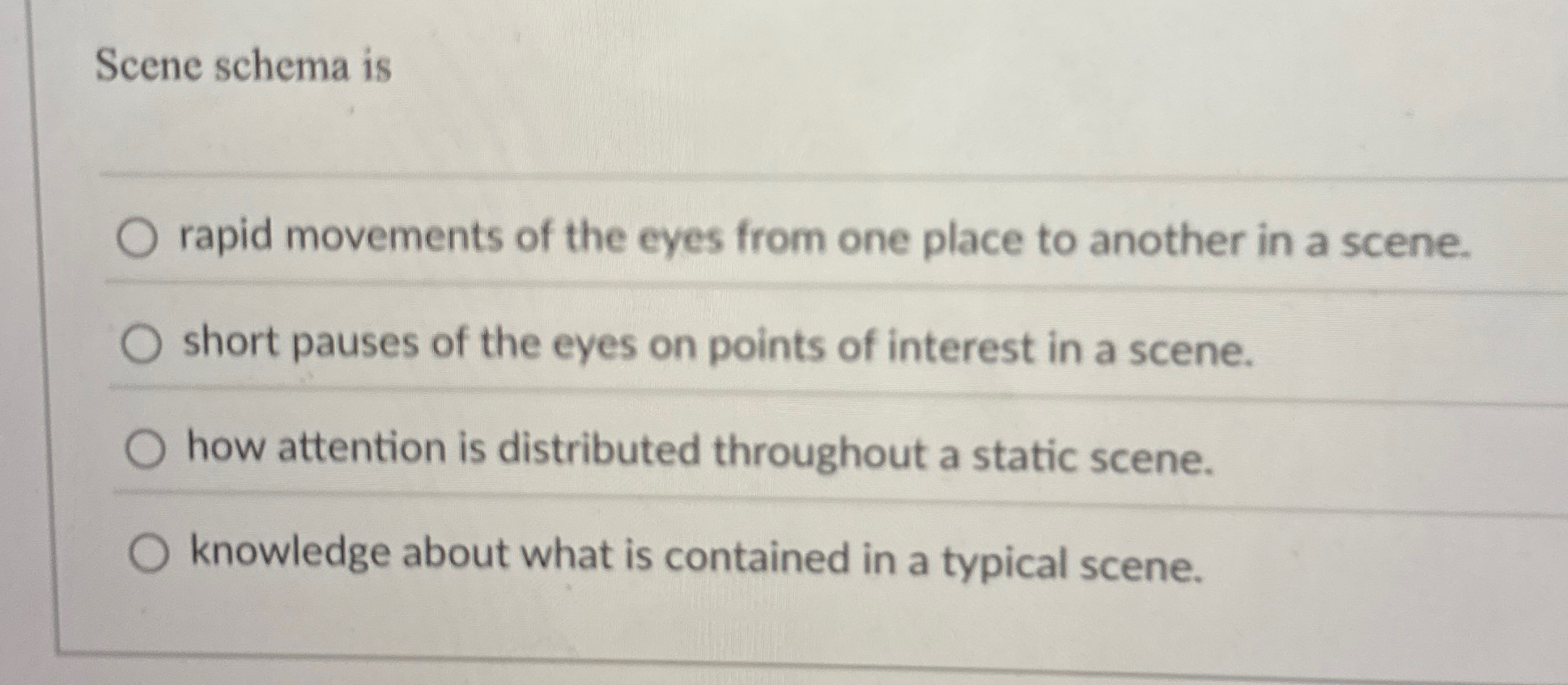 Scene schema is ﻿rapid movements of the eyes from | Chegg.com