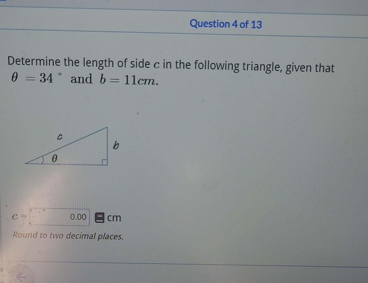 Solved Determine the length of side c in the following | Chegg.com