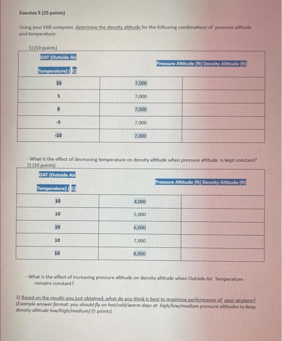 Solved Using your E6B computer, determine the density | Chegg.com