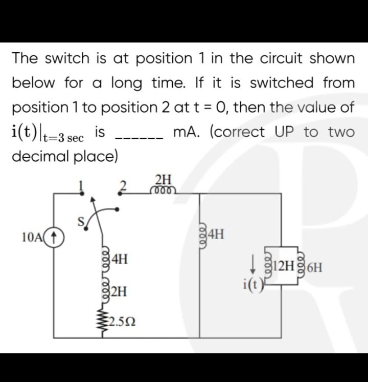 Solved The switch is at position 1 ﻿in the circuit shown | Chegg.com