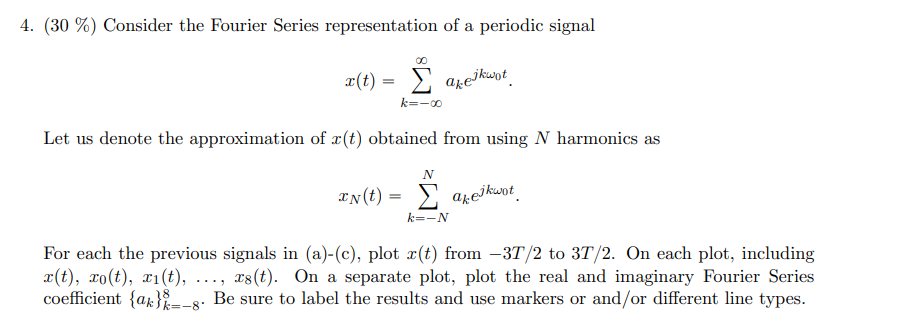 (30%) ﻿Consider the Fourier Series representation of | Chegg.com