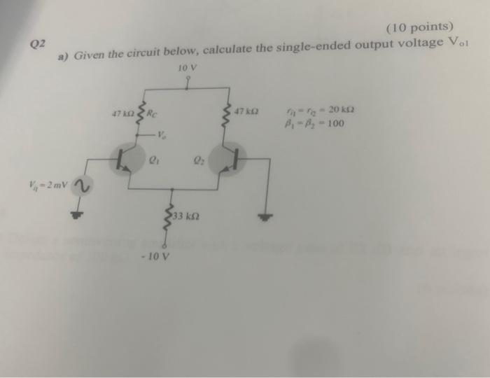 Solved (10 points) a) Given the circuit below, calculate the | Chegg.com