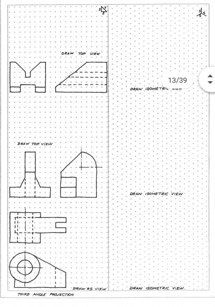 Solved DRAW TOP VIEW M 13/39 DRAW 19OMETRIL VIER DRAW TOP | Chegg.com