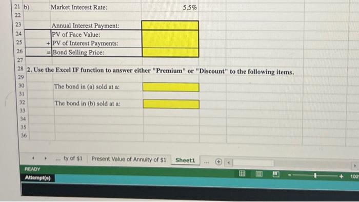 Solved Bond Pricing using Present Value Tables using Excel's | Chegg.com