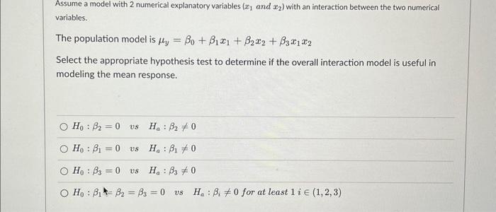Solved Assume a model with 1 numerical explanatory variable | Chegg.com