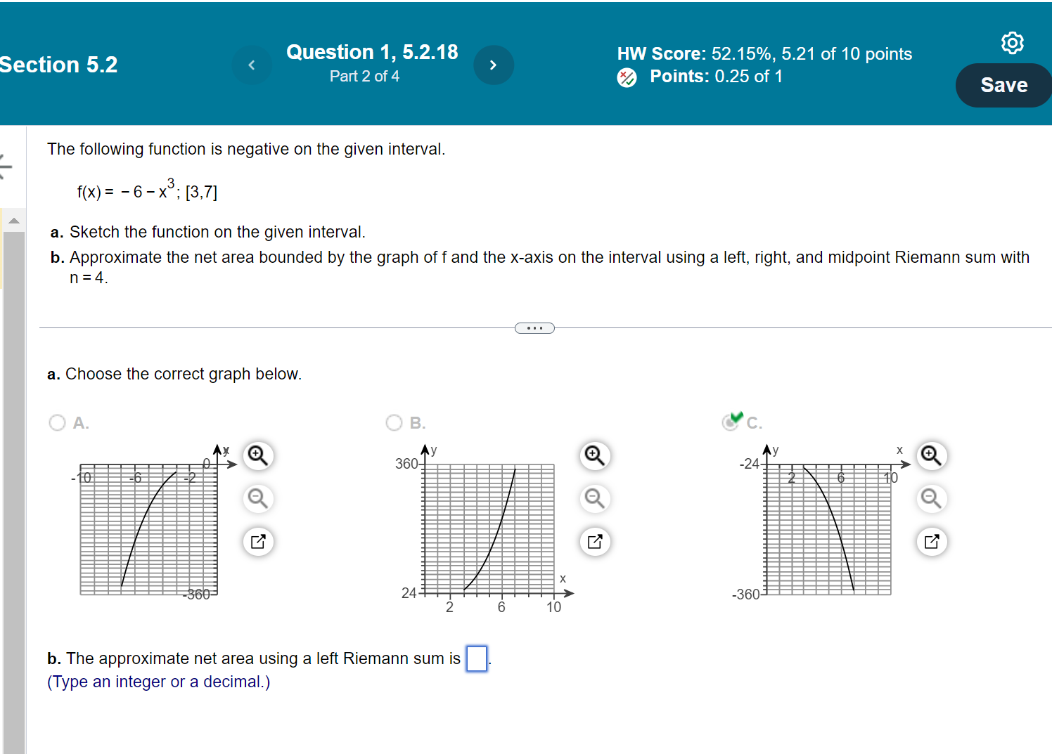 Solved The following function is negative on the given | Chegg.com