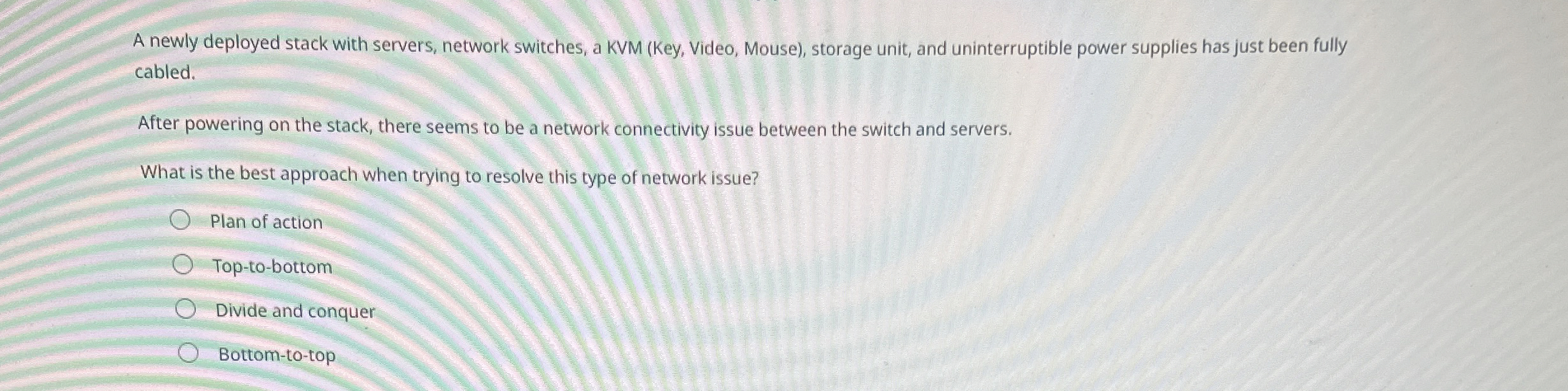Solved A newly deployed stack with servers, network | Chegg.com
