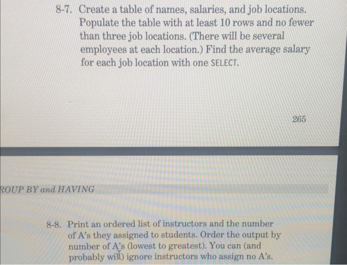 Solved 8-7. Create a table of names, salaries, and job | Chegg.com