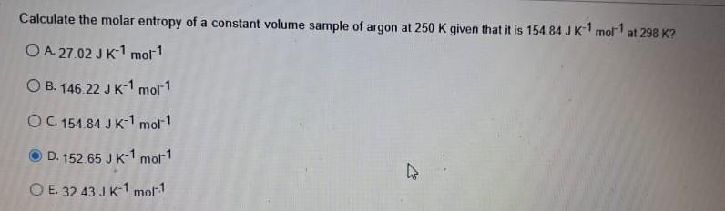 Solved Calculate the molar entropy of a constant-volume | Chegg.com