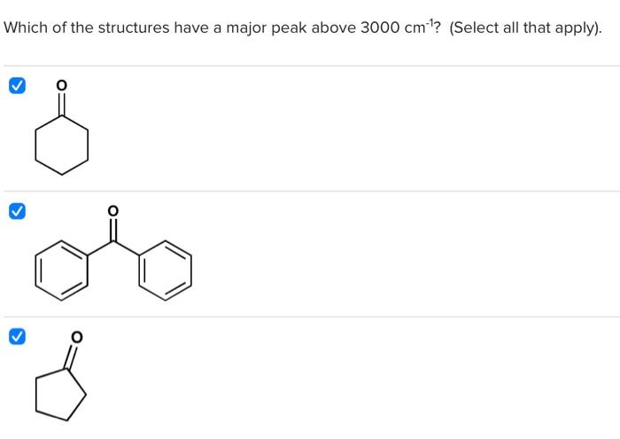 Solved Which of the structures have a major peak above 3000 | Chegg.com