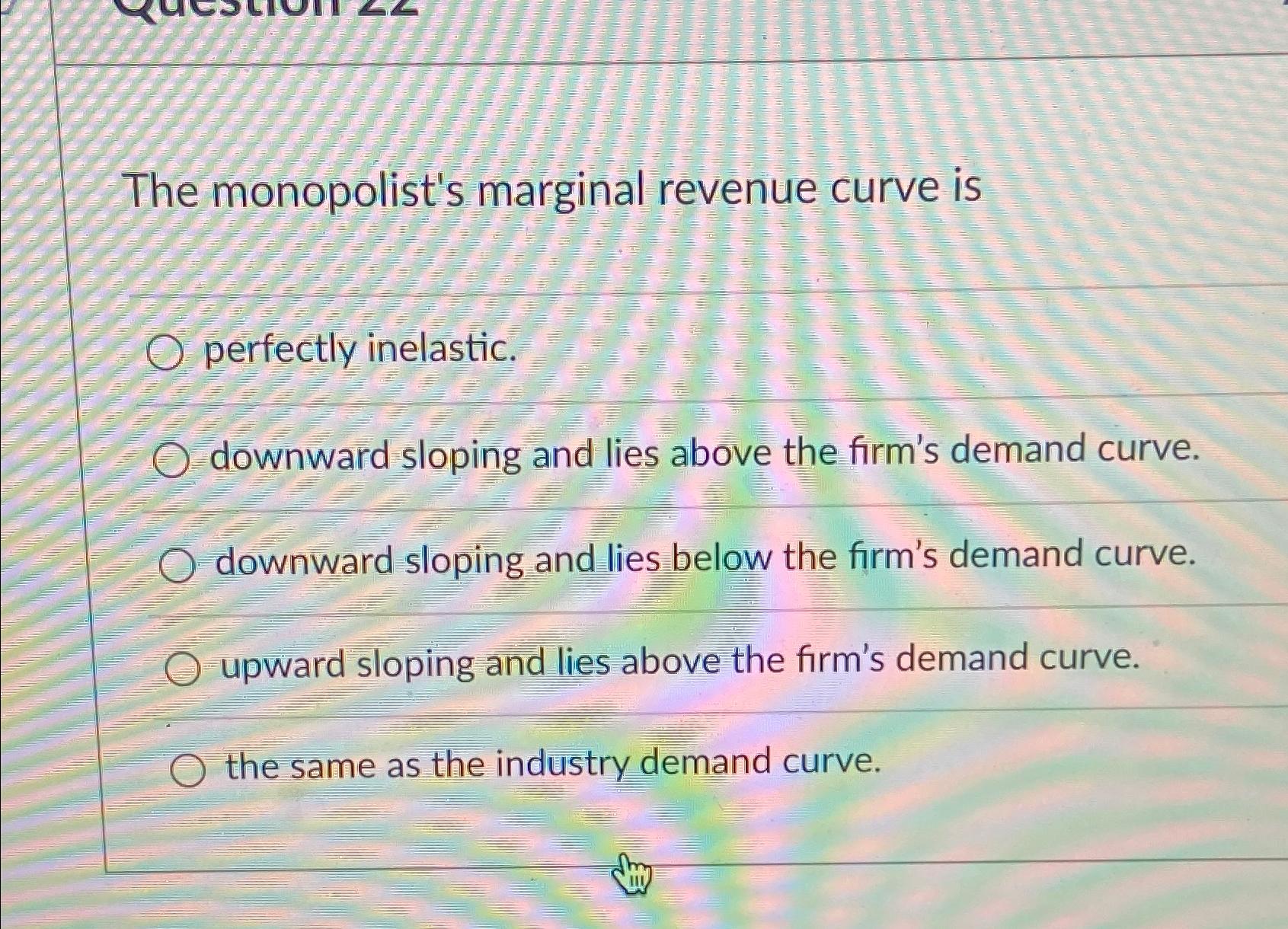 Solved The monopolist's marginal revenue curve isperfectly | Chegg.com