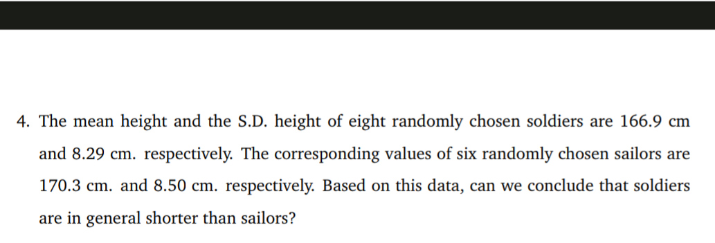 Solved 4. The mean height and the S.D. height of eight | Chegg.com