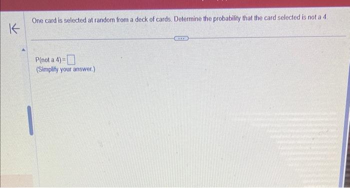 Solved One card is selected at random from a deck of cards. | Chegg.com