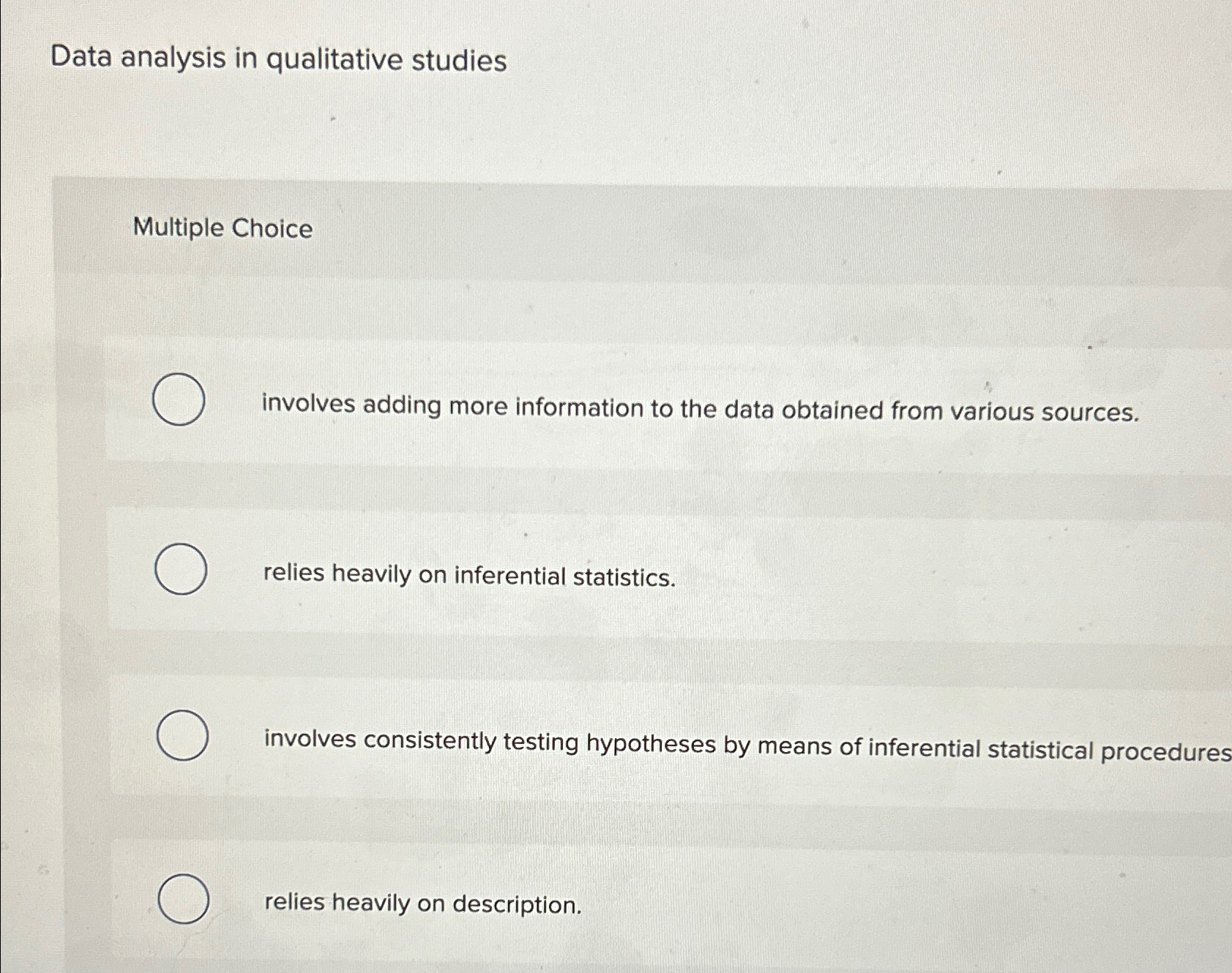 Solved Data analysis in qualitative studiesMultiple | Chegg.com
