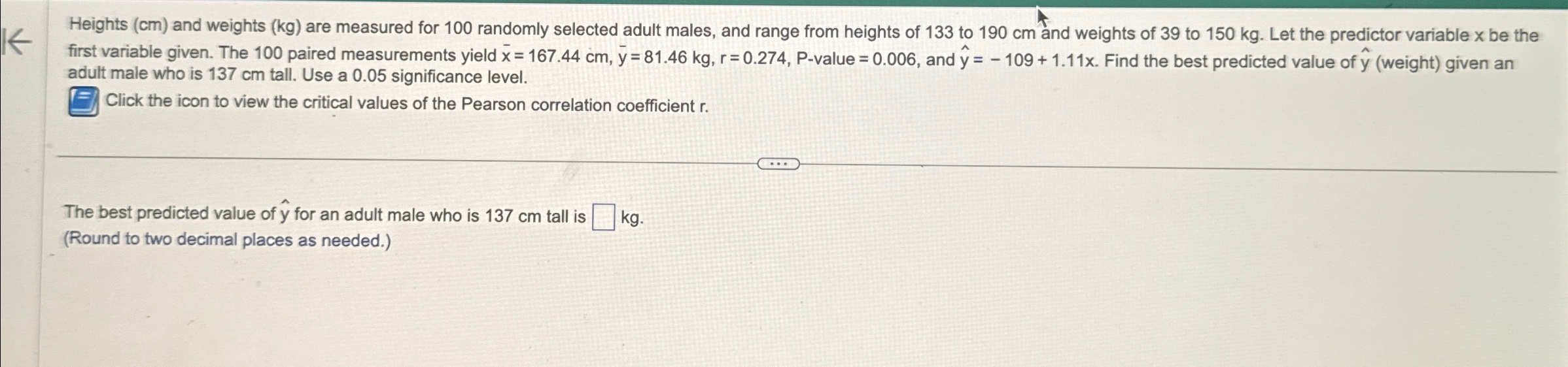 Solved Heights (cm) ﻿and weights (kg) ﻿are measured for 100 | Chegg.com