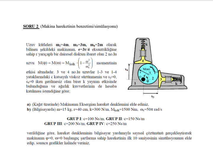 SORU2 (Makina hareketinin benzetimi/simülasyonu)Uzuv | Chegg.com