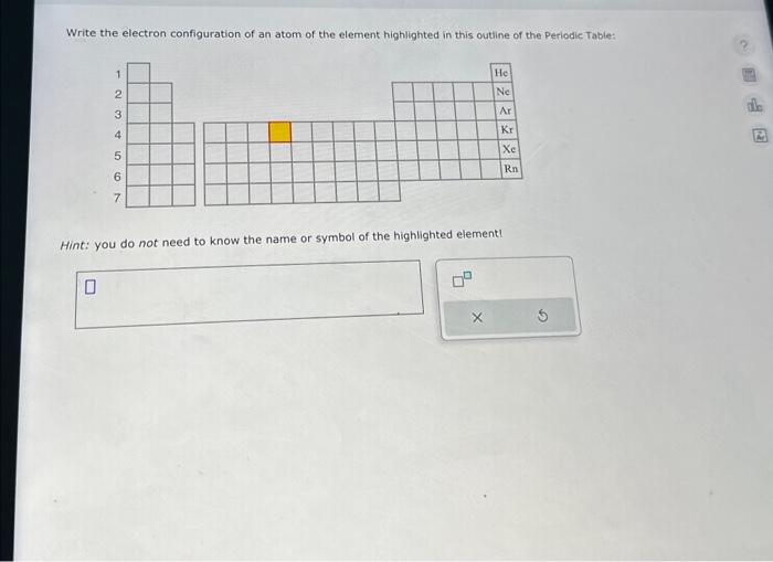 Solved Write the electron configuration of an atom of the | Chegg.com