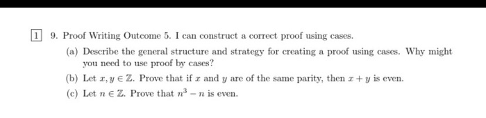 Solved 1 9. Proof Writing Outcome 5. I can construct a | Chegg.com