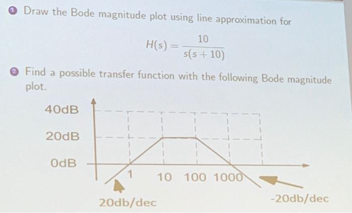 Solved Draw the Bode magnitude plot using line approximation | Chegg.com