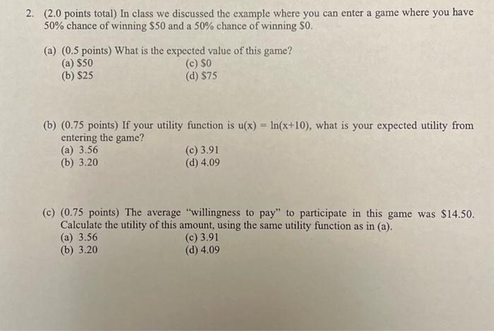 Solved (2.0 points total) In class we discussed the example | Chegg.com