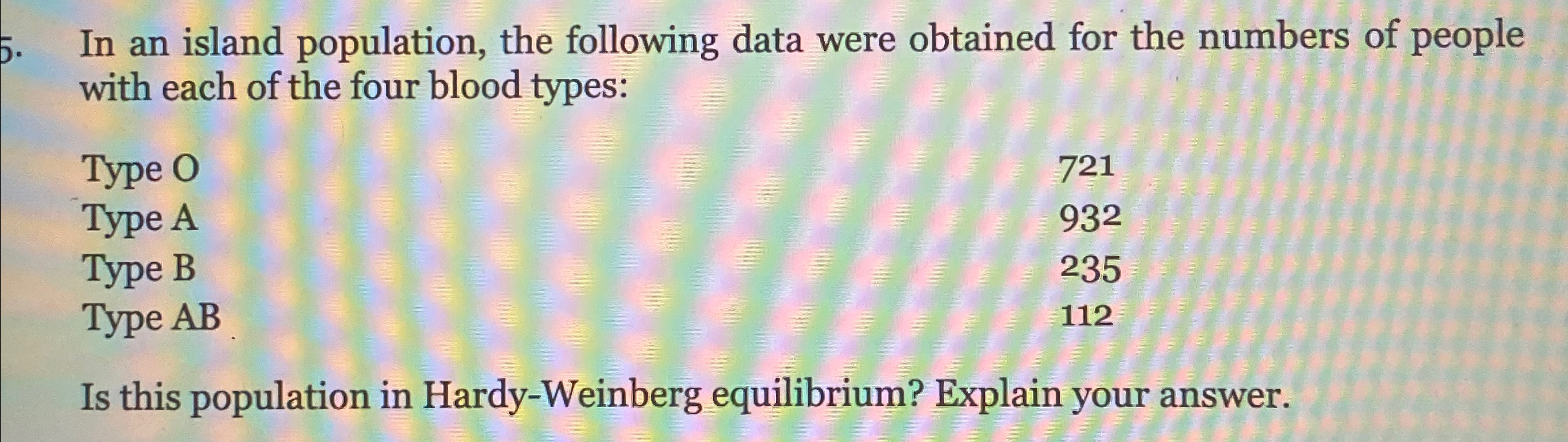 Solved In an island population, the following data were | Chegg.com