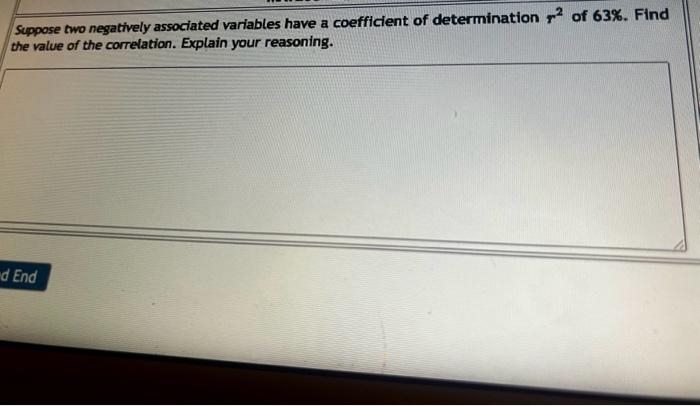 Solved Suppose two negatively associated variables have a | Chegg.com