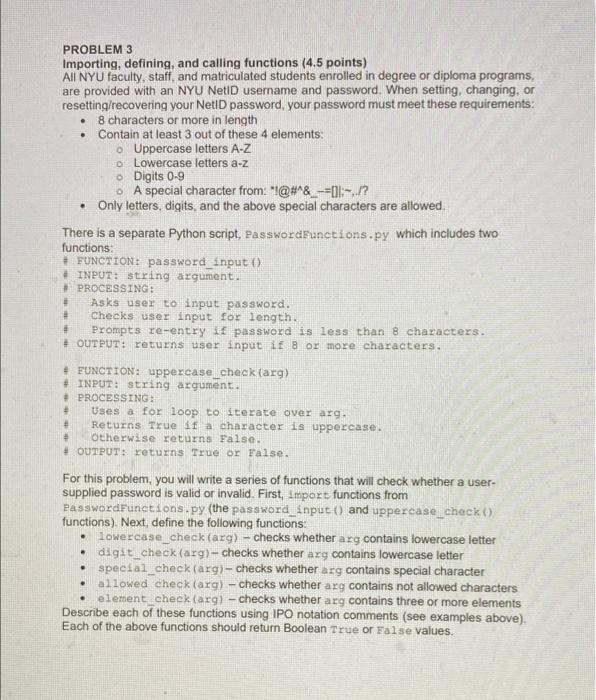 Solved PROBLEM 3 Importing, defining, and calling functions | Chegg.com