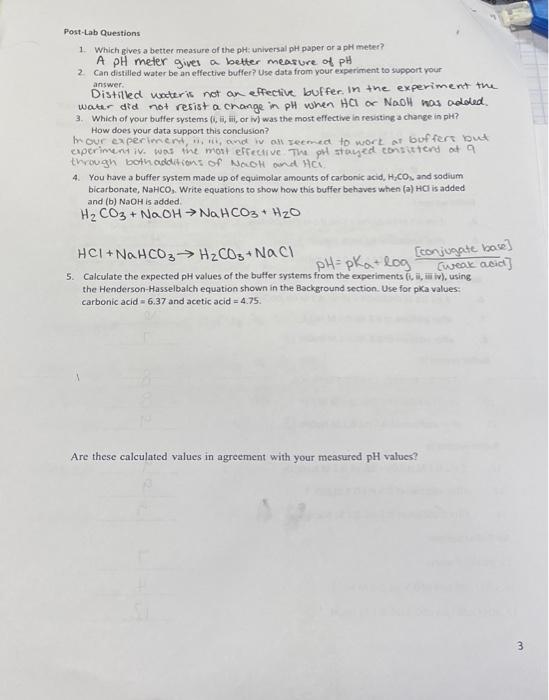 Solved Data and Renort shootPost-Lab Questions 1. Which | Chegg.com