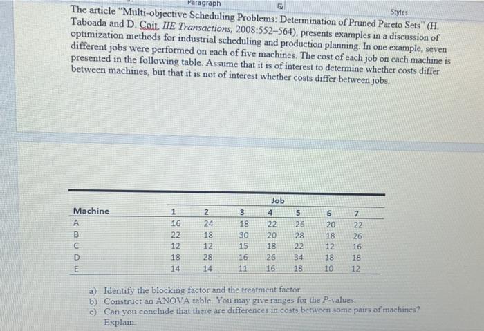 Solved Paragraph Styles The article "Multi-objective | Chegg.com