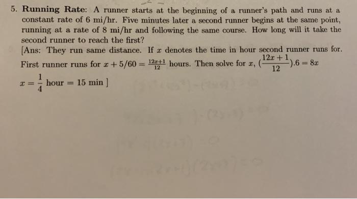 Solved 5. Running Rate: A runner starts at the beginning of | Chegg.com