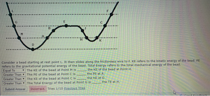 Solved Consider a bead starting at rest point L. It then | Chegg.com