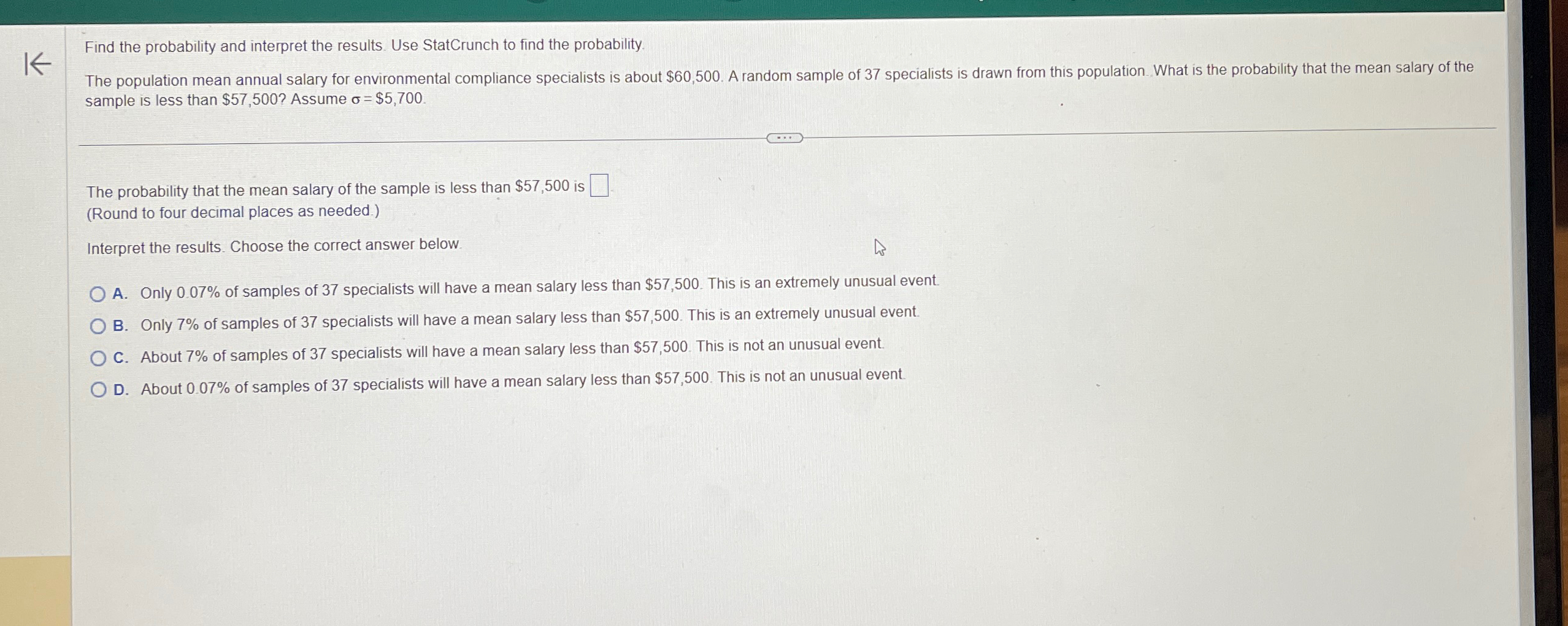 Solved Find the probability and interpret the results. Use | Chegg.com
