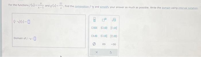 Solved For the functions f(x)=x−1x and g(x)=x11, find the | Chegg.com