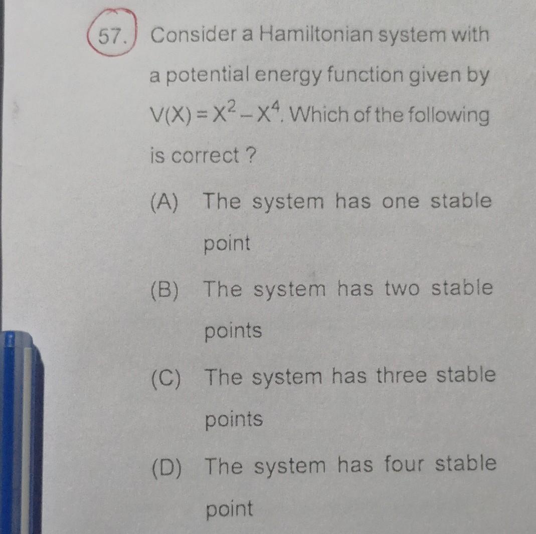 Solved Consider a Hamiltonian system with a potential energy | Chegg.com