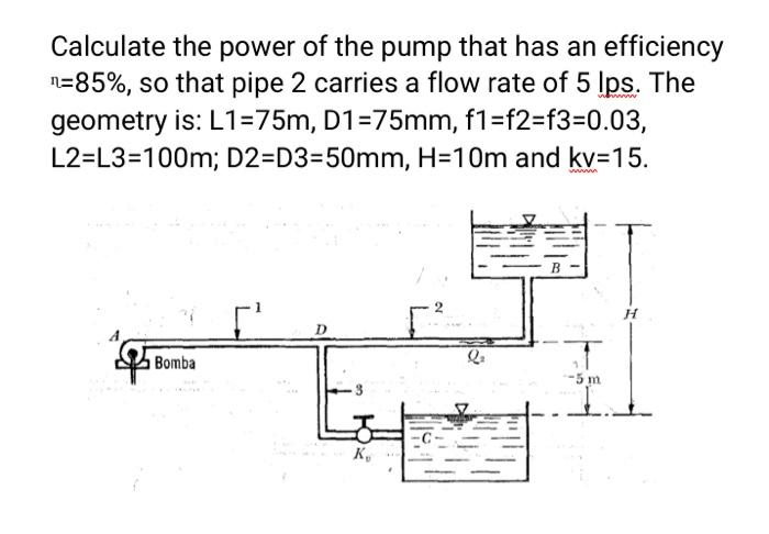 Solved Calculate the power of the pump that has an | Chegg.com