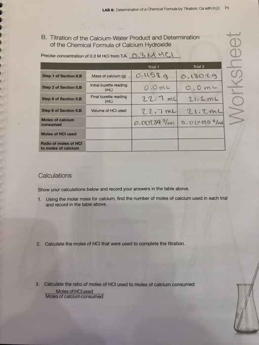 Solved 71 LAB 8: Detemination of a Chemical Formula by | Chegg.com