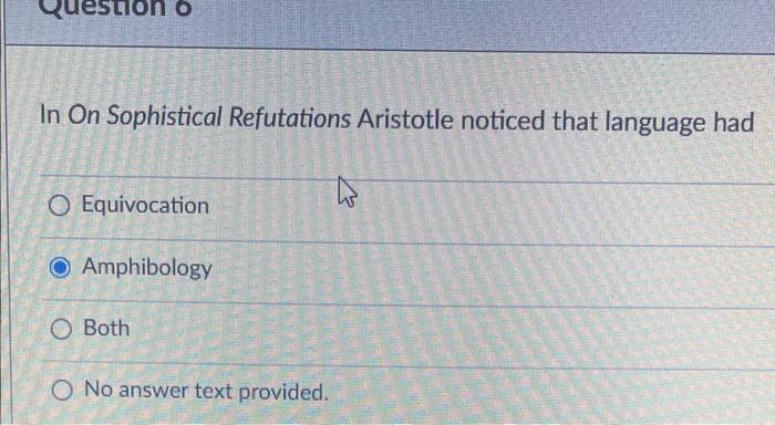 In On Sophistical Refutations Aristotle noticed that | Chegg.com