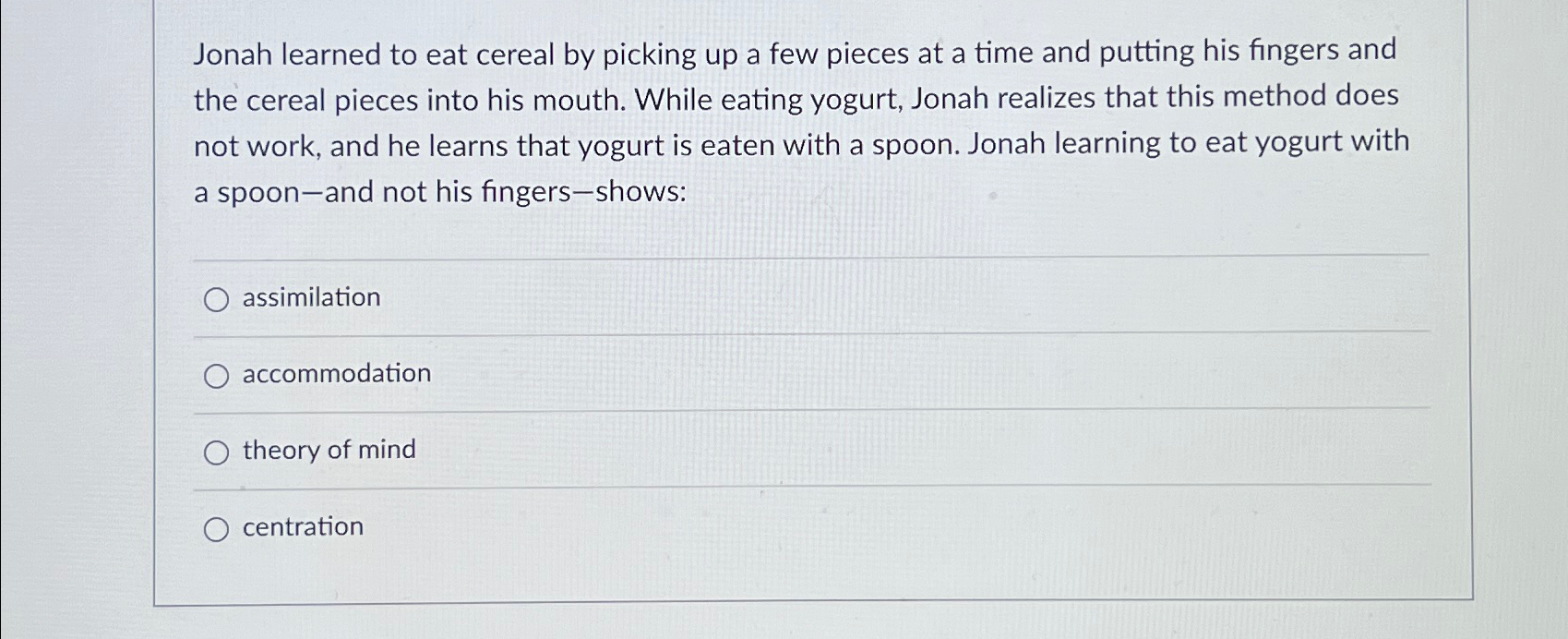 Solved Jonah learned to eat cereal by picking up a few | Chegg.com