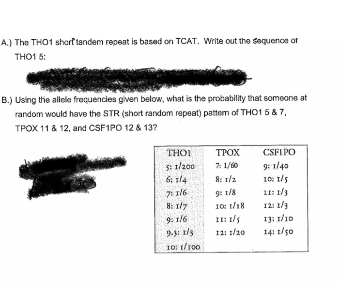 Solved A.) The THO1 shorf tandem repeat is based on TCAT. | Chegg.com